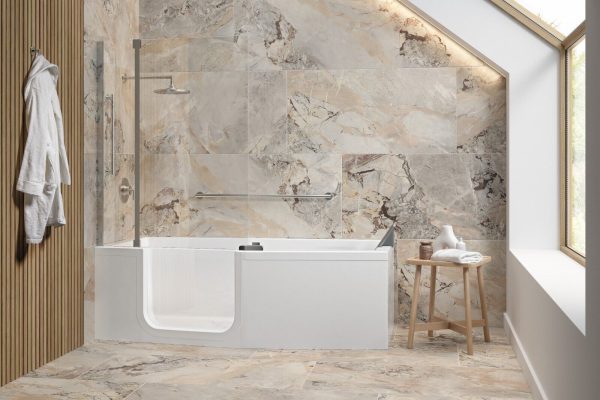 Bathe Easy Elegance Walk In Bath 1800 x 850 + Panels Glass Door ...